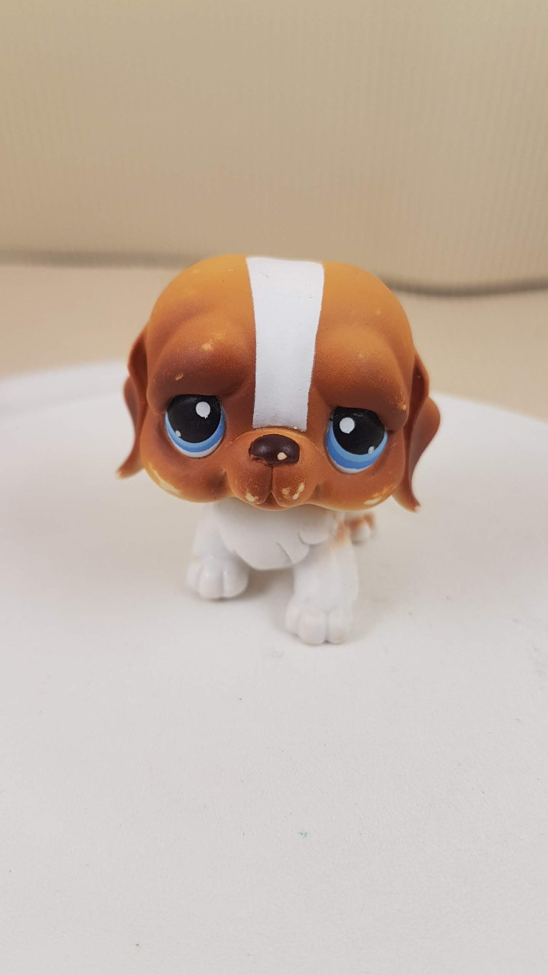 LPS Littlest Pet Shop St Bernard Brown and White Blue Dot Eyes Hasbro ...