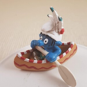 Canoe Indian Smurf 20549 Figure Native American Smurfs RARE Collector ...