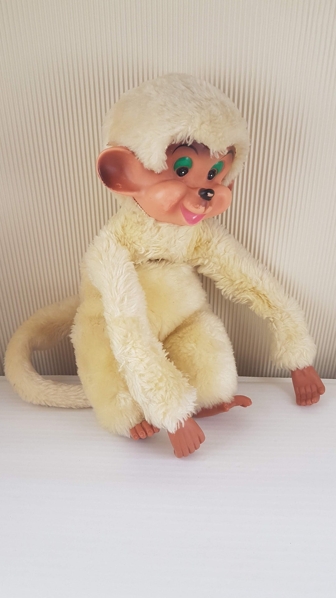 Vintage Old Monkey Doll Stuffed Plush Toy Beige Fur - Etsy