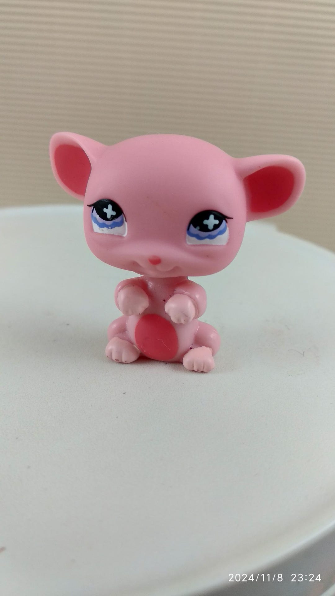 Littlest Pet Shop Mouse #632 Pink Standing Mouse Purple Cross Eyes LPS ...