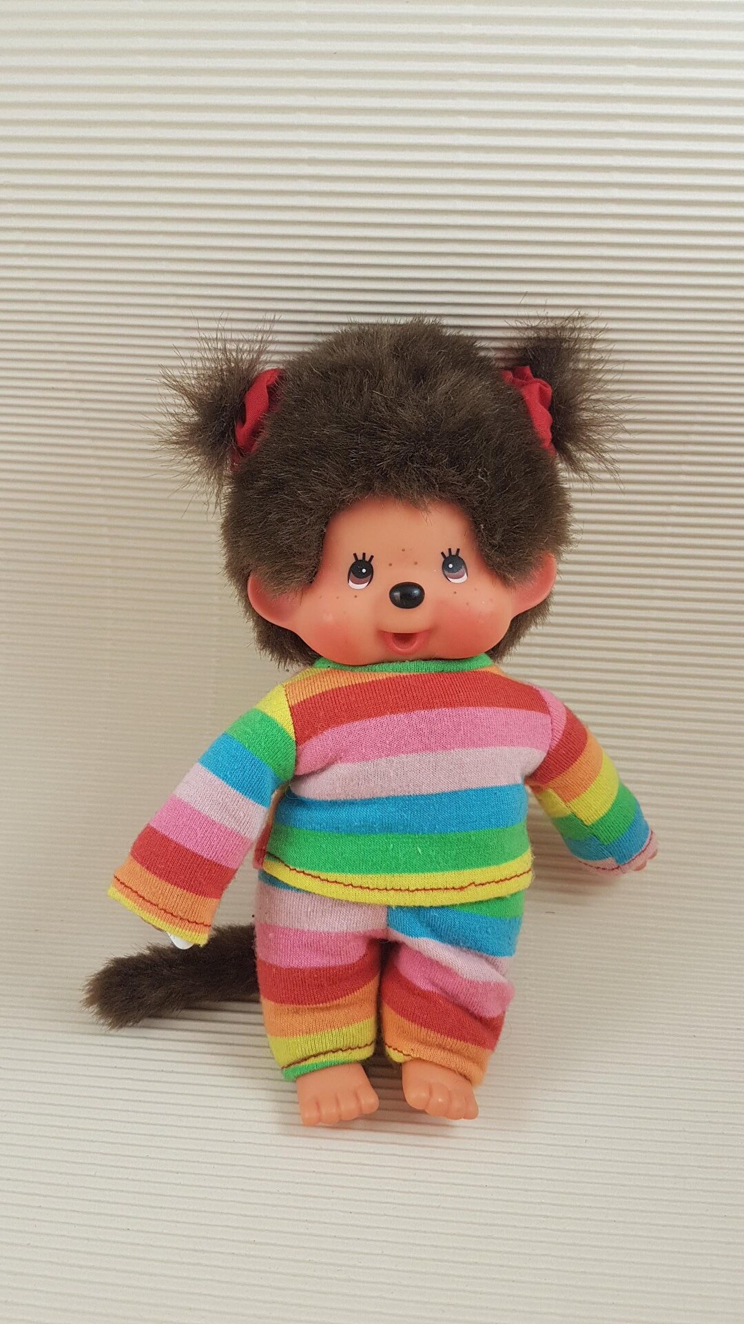 Vintage Monchhichi, Monchichi Doll, Little Monkey Girl Rainbow Dressed ...
