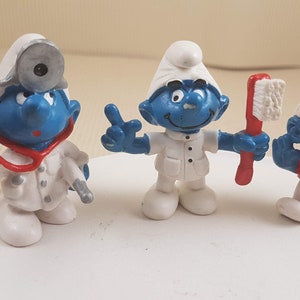 Vintage Schleich Doctor Smurf,dentist Smurf With Toothbrush, Slouchy ...