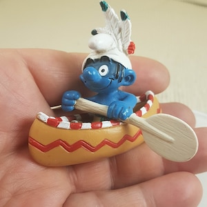 Canoe Indian Smurf 20549 Figure Native American Smurfs RARE Collector ...