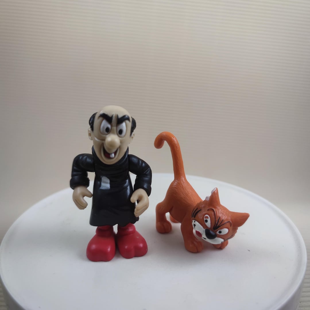 Gargamel & Azrael PVC Figures the Smurfs Gargamel With Cat Retro ...