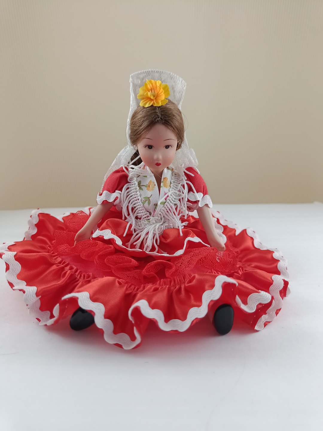 Vintage Doll Collectible Folklore Doll From Spain Red Dress Porcelain ...