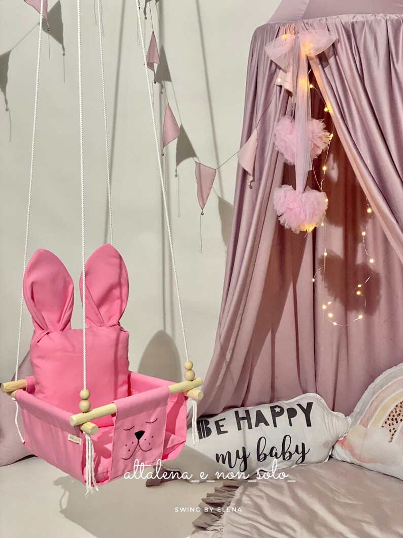 Indoor Bunny Swing for Kids Pink, Kids Chair, Baby Swing Chair, Nursery ...