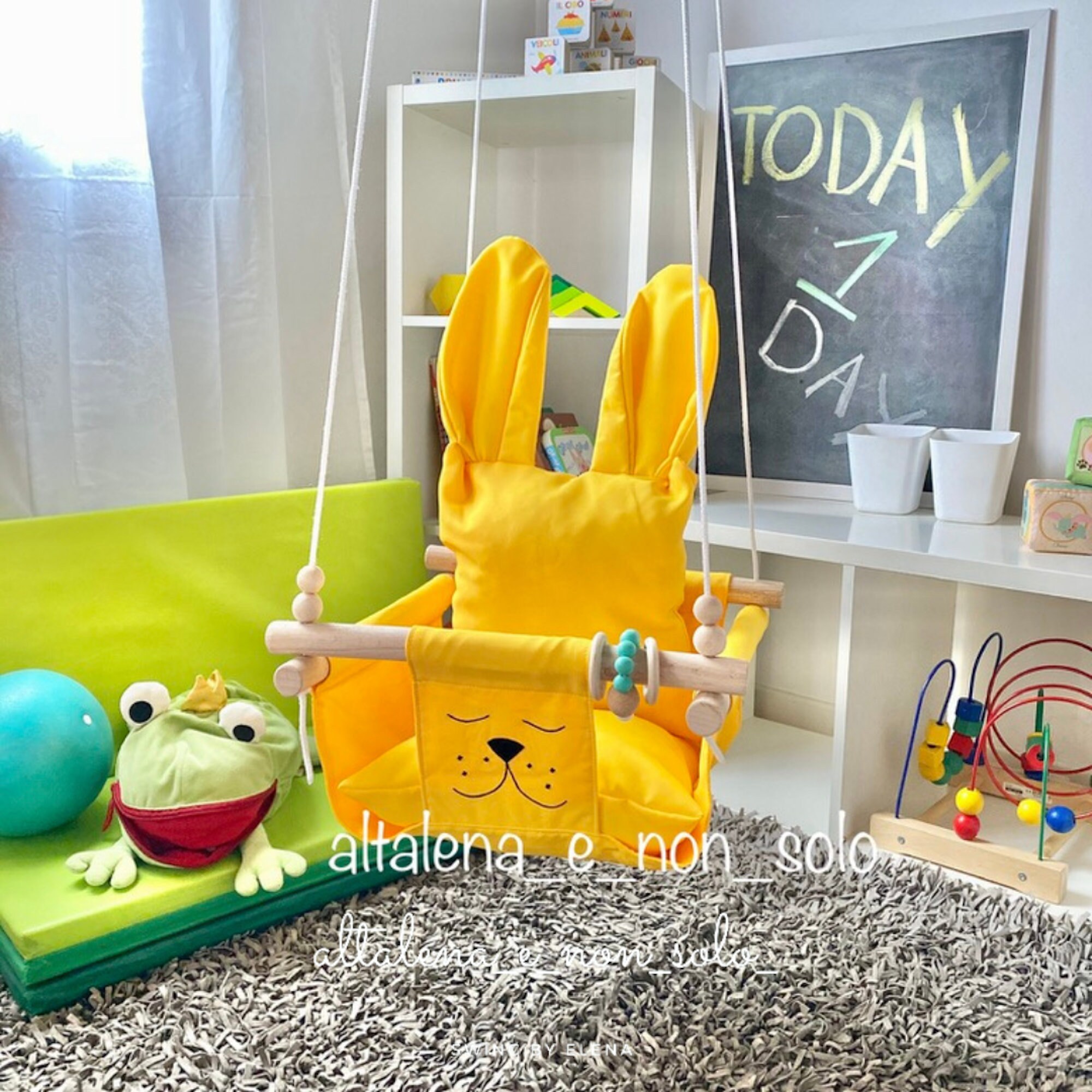 Indoor Bunny Swing for Kids Yellow, Kids Chair, Baby Swing Chair ...