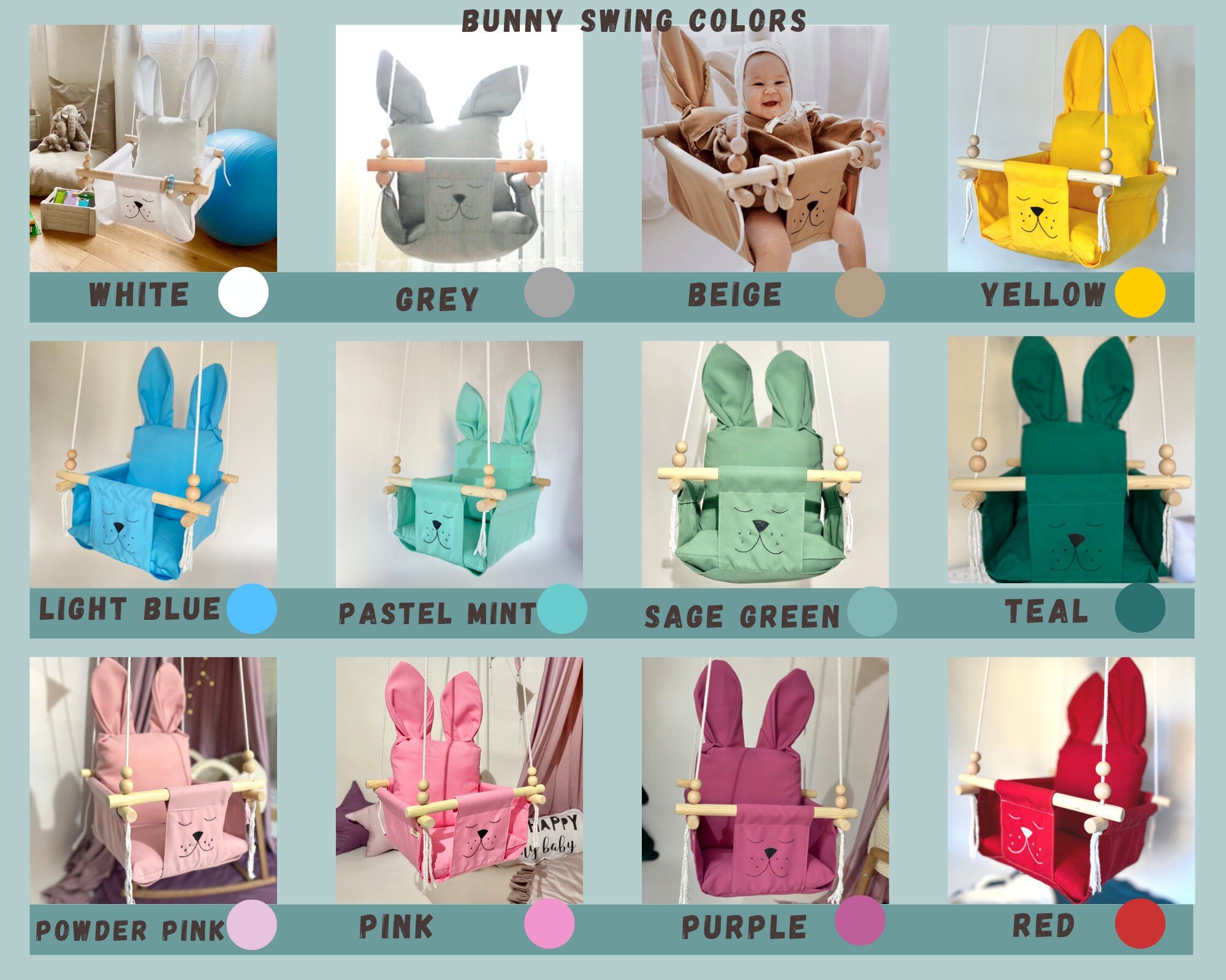 Indoor Bunny Swing for Kids Yellow, Kids Chair, Baby Swing Chair ...