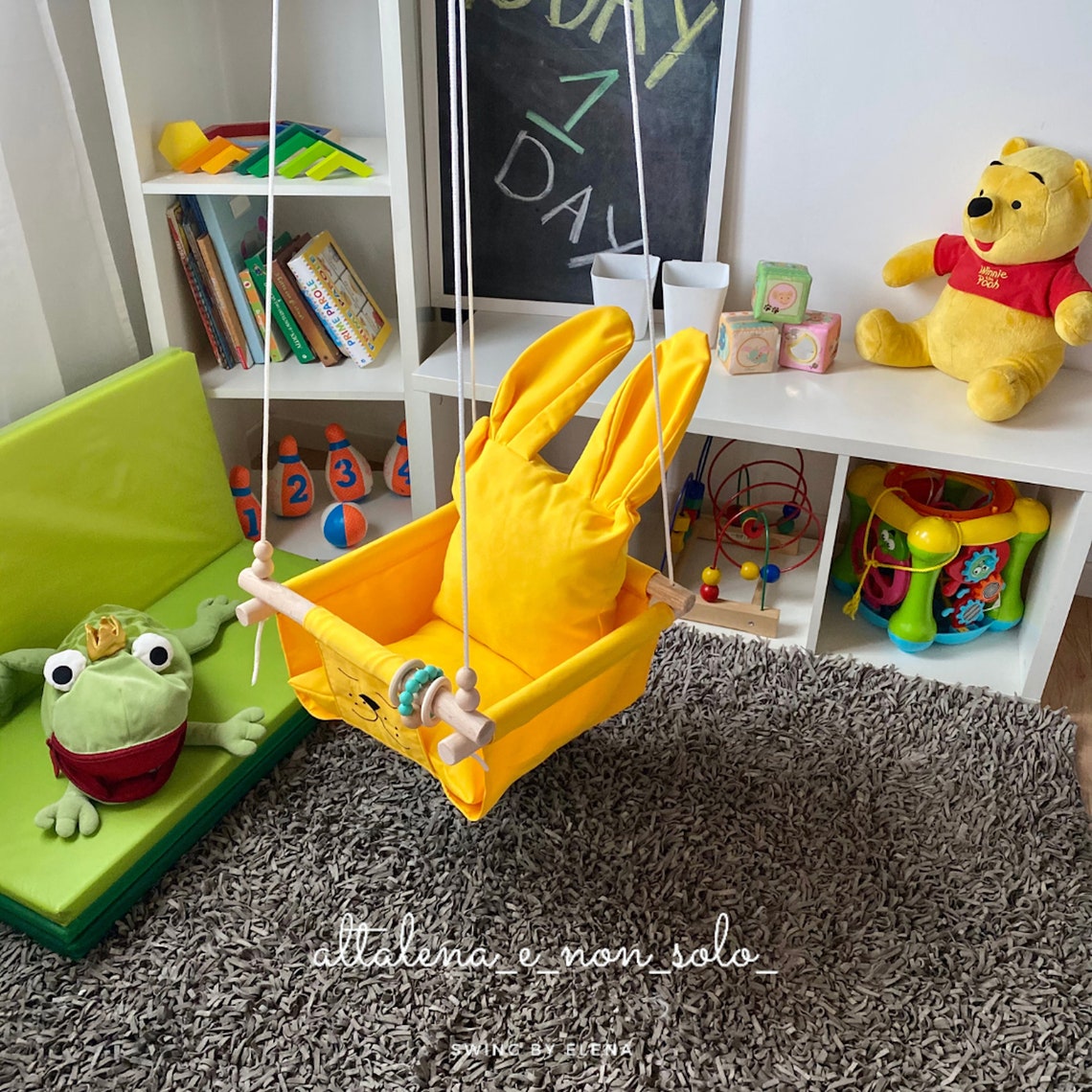 Indoor Bunny Swing for Kids Yellow, Kids Chair, Baby Swing Chair ...