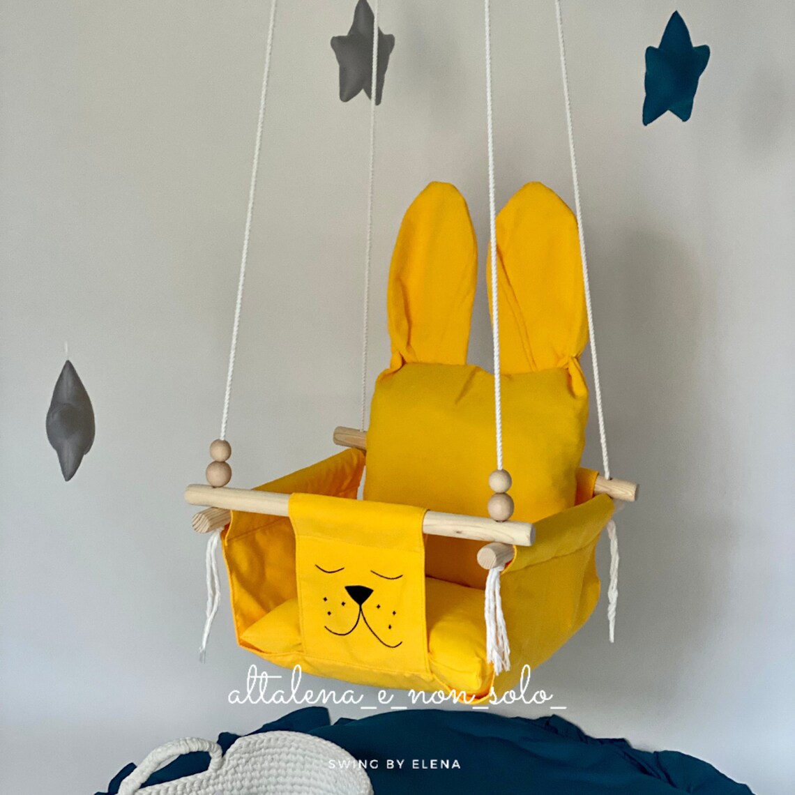 Indoor Bunny Swing for Kids Yellow, Kids Chair, Baby Swing Chair ...