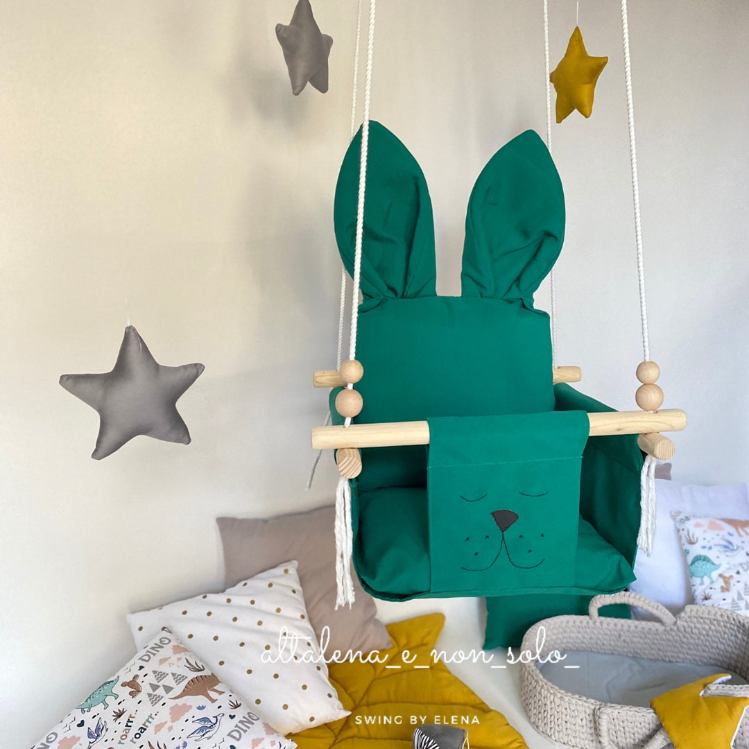 Indoor Bunny Swing for Kids Teal, Kids Chair, Baby Swing Chair, Nursery ...