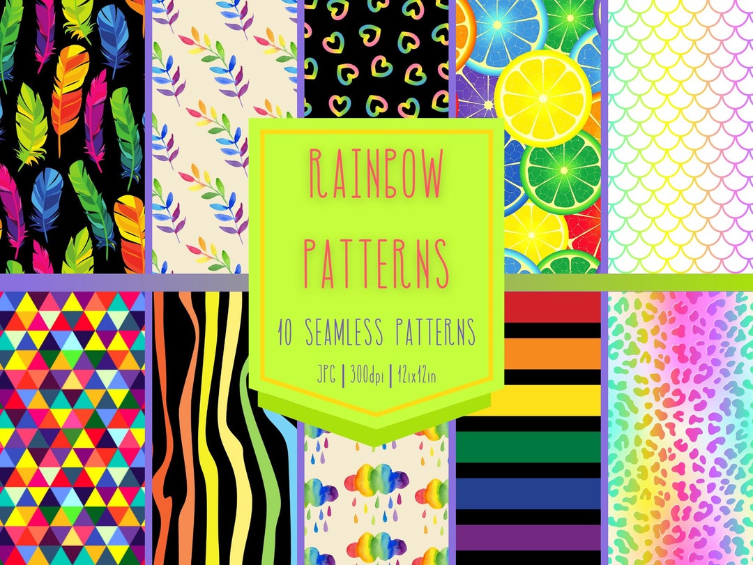 Rainbow Patterns, Digital Patterns, Seamless Rainbow Pattern, Print ...