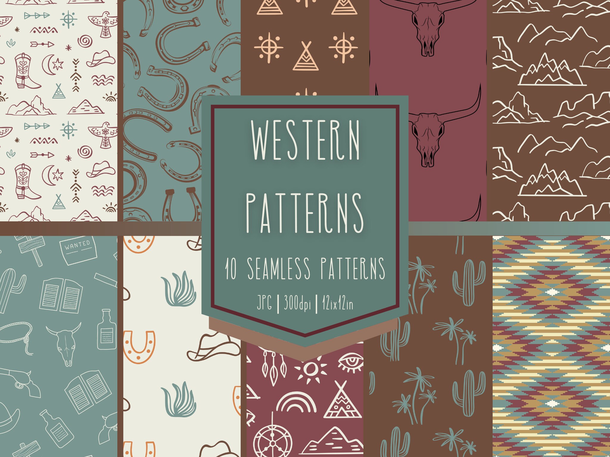 Western Patterns, Digital Patterns, Seamless Western Pattern, Print ...
