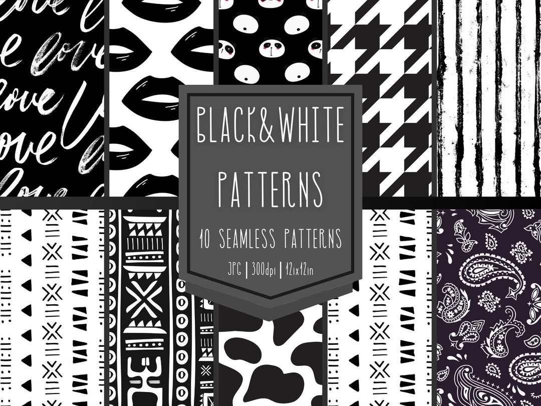 Black and White Patterns, Digital Patterns, Seamless Black & White ...