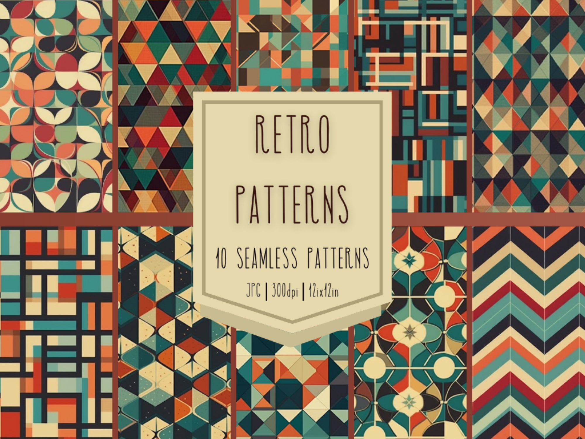 Retro Seamless Patterns, Digital Seamless Patterns, Instant Download ...