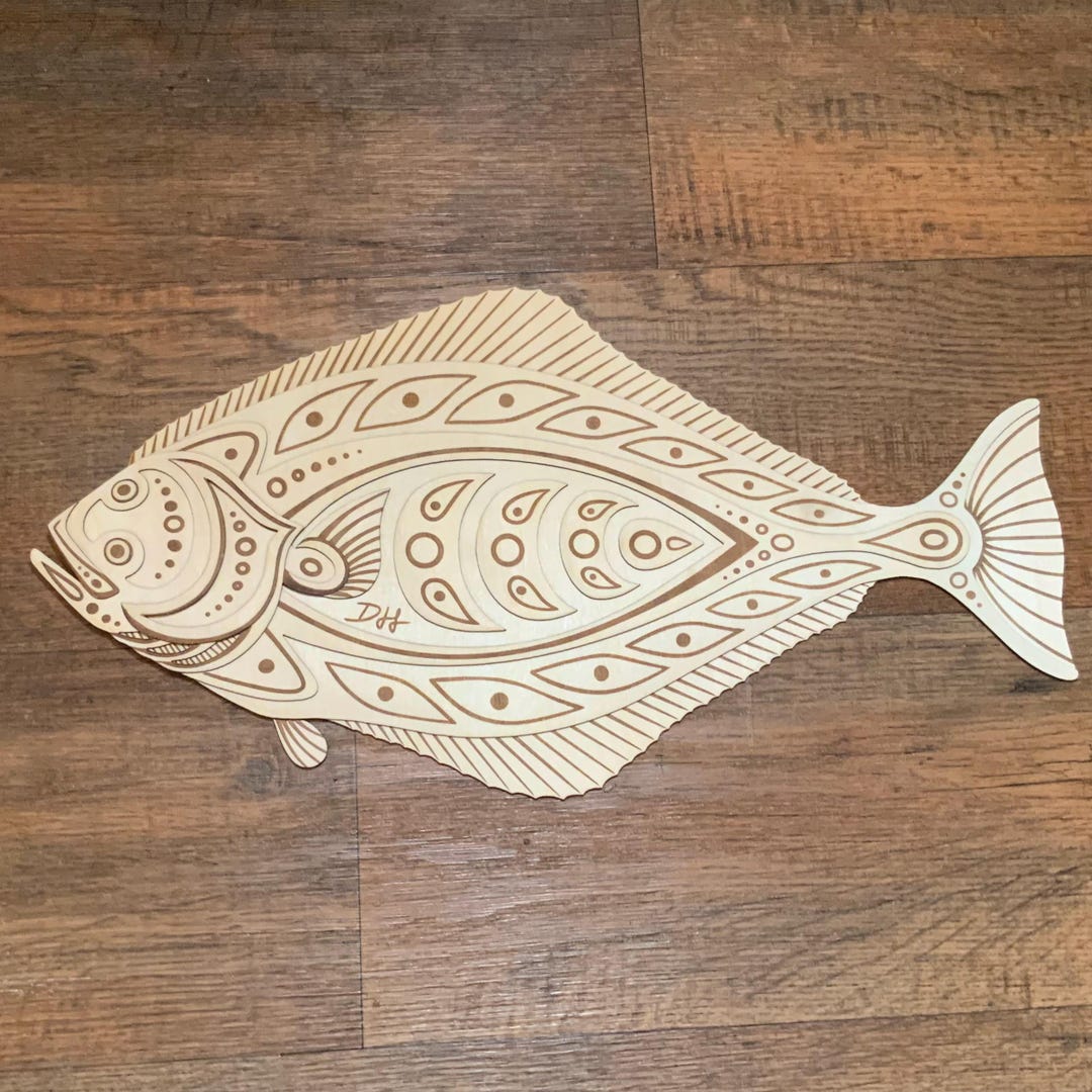 Halibut Wood Engraved Wall Art - Etsy