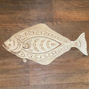 Halibut Wood Engraved Wall Art - Etsy