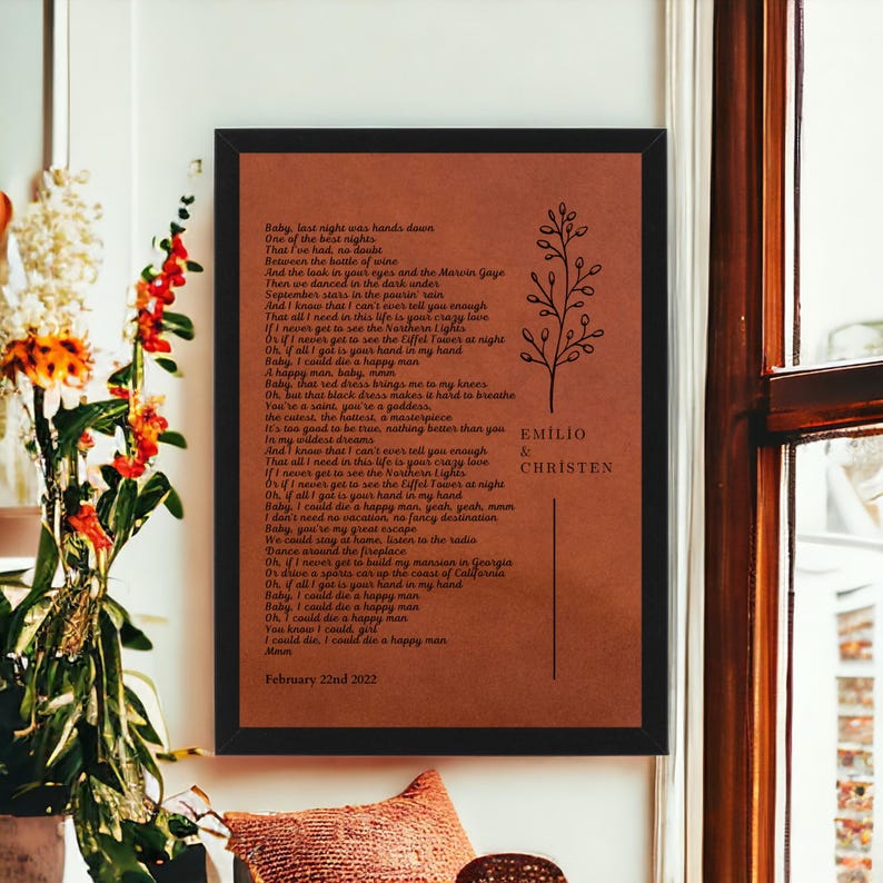 Personalized Leather Anniversary Gift – Custom Engraved Poem or Wedding ...