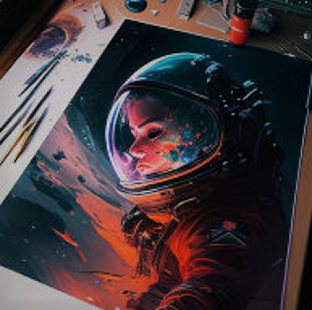 Galactic Girl: Space Art Woman Astronaut, Hyper-realistic & Palette ...
