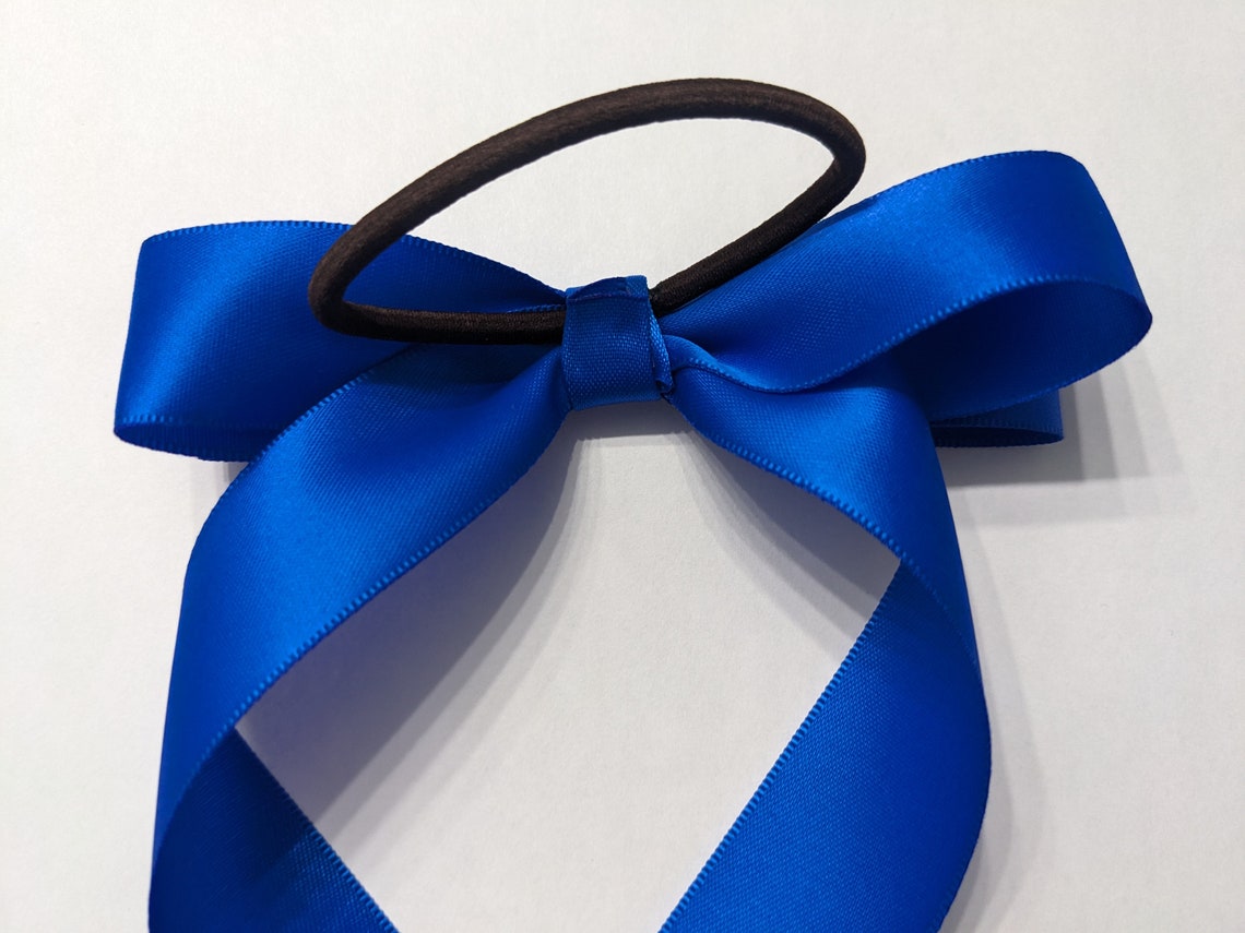 Royal Blue Long Satin Hair Bow - Etsy