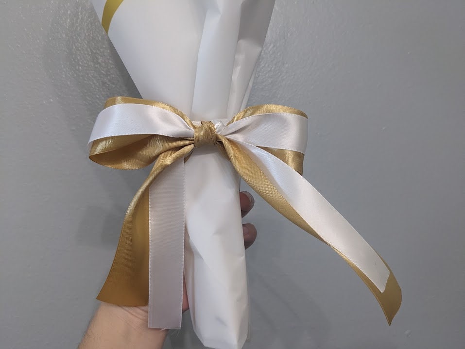 Gold Ribbon Rose Bouquet, Graduation Gift With Grad Cap - Etsy