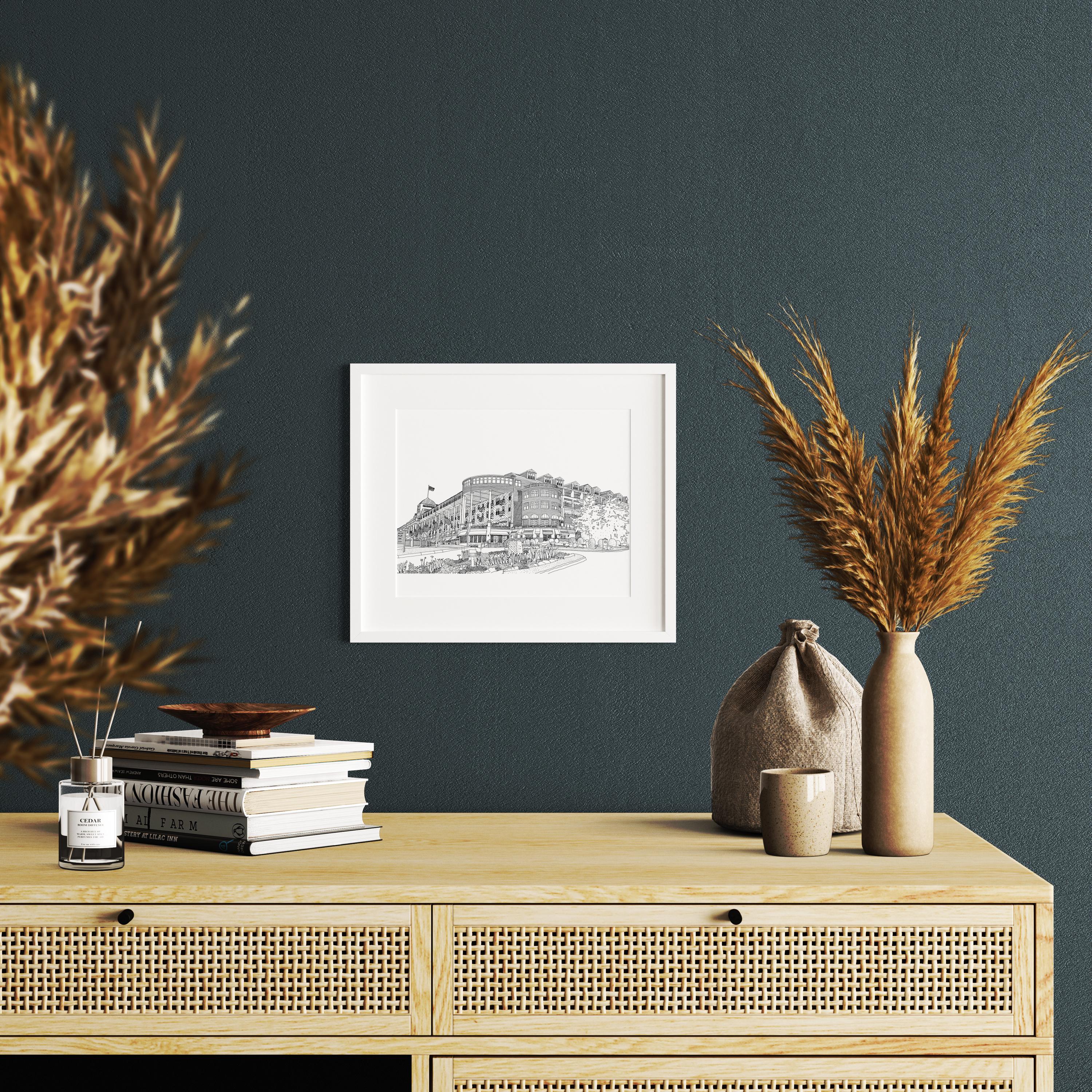 Grand Hotel Art | Mackinac Island Art | Black and White Print | Pen and ...
