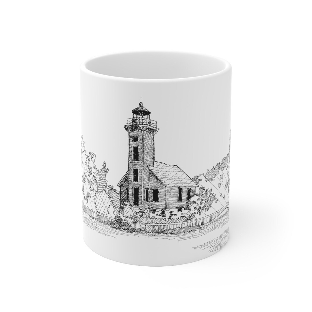 Munising Lighthouse Mug, Upper Peninsula Mug, Northern Michigan Art ...