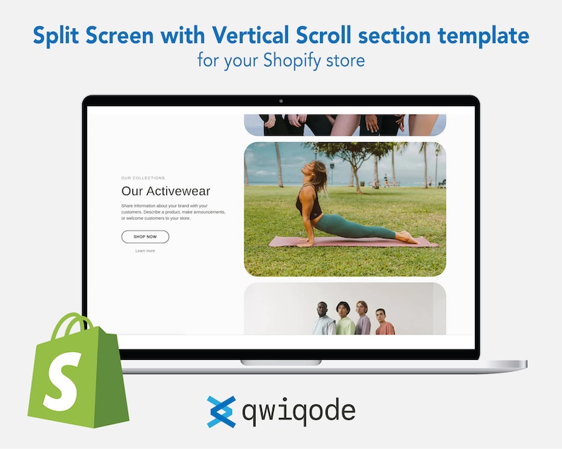 Customizable Pre-built Shopify Section: Split Screen With Vertical Scroll Section Template for ...