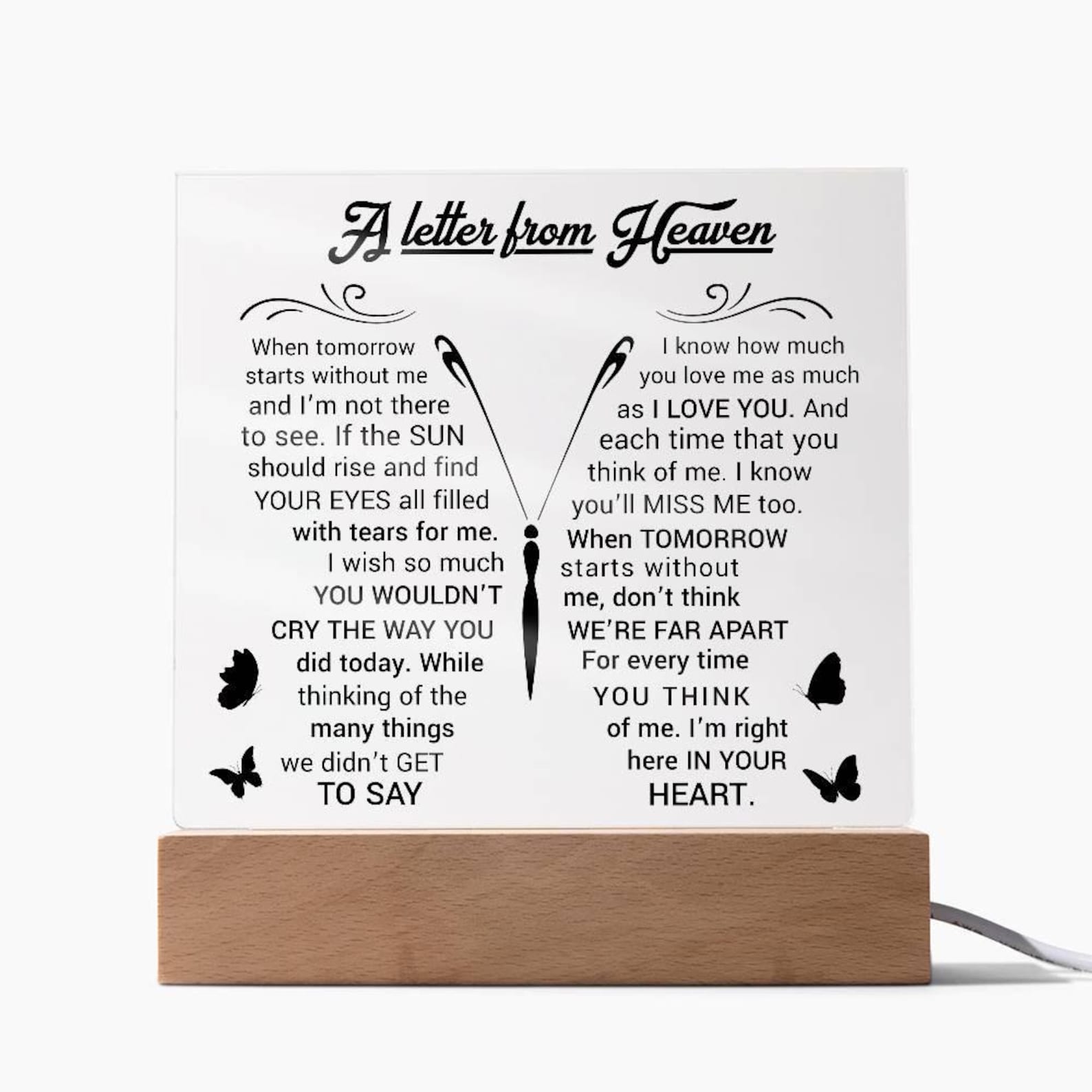 Memorial/remembrance Letter From Heaven Sympathy Acrylic Plaque W/LED ...