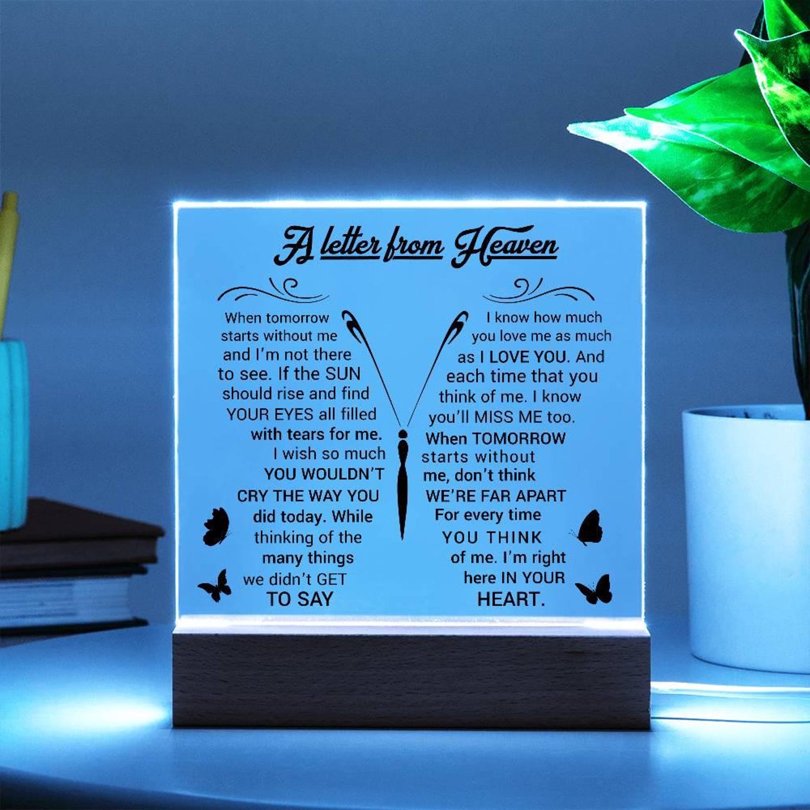 Memorial/remembrance Letter From Heaven Sympathy Acrylic Plaque W/LED ...