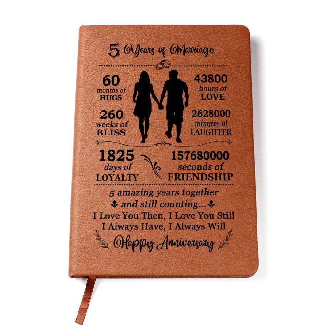Five Year Wedding Anniversary Leather Graphic Journal Gift|husband/wife ...