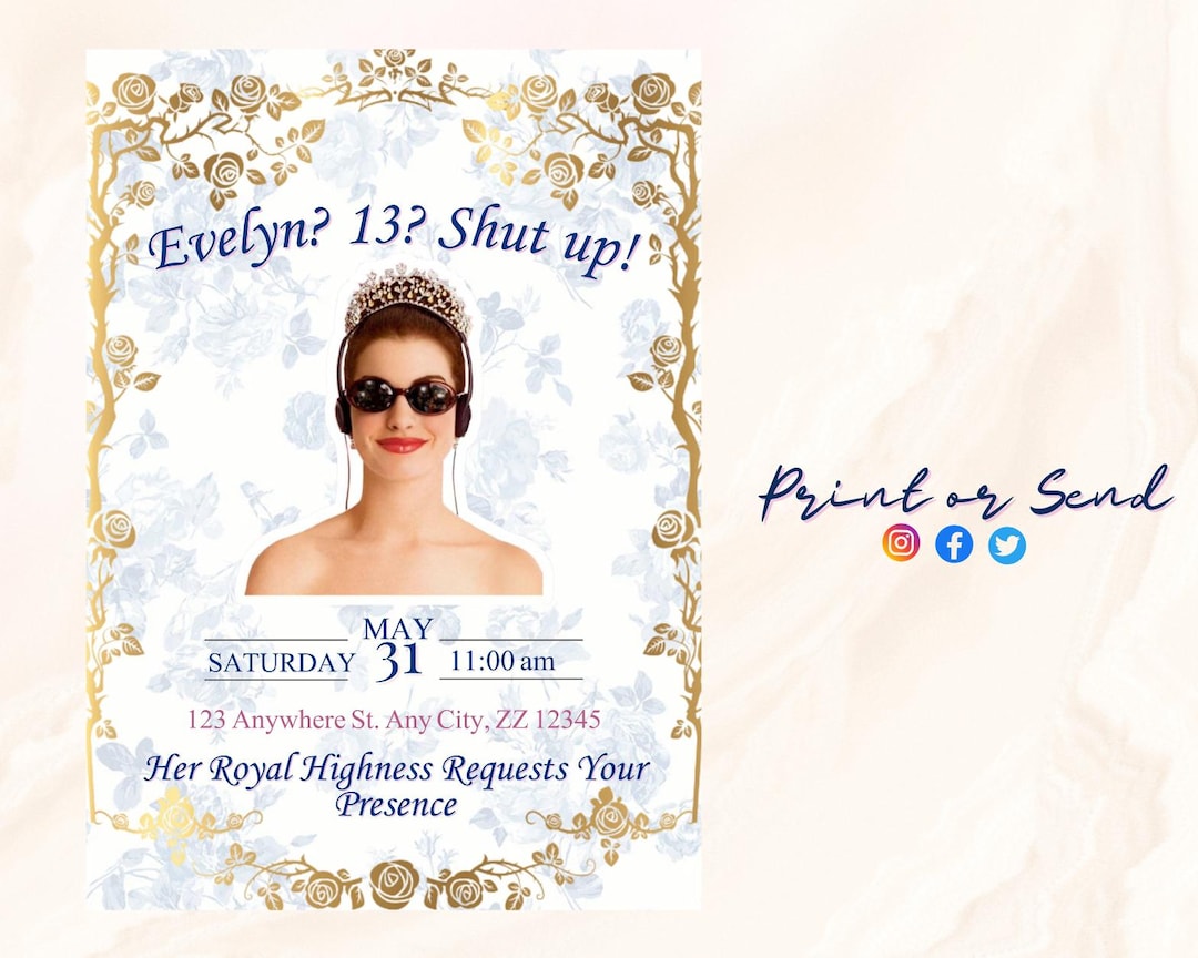 Princess Diaries Birthday Party Invitation - Etsy