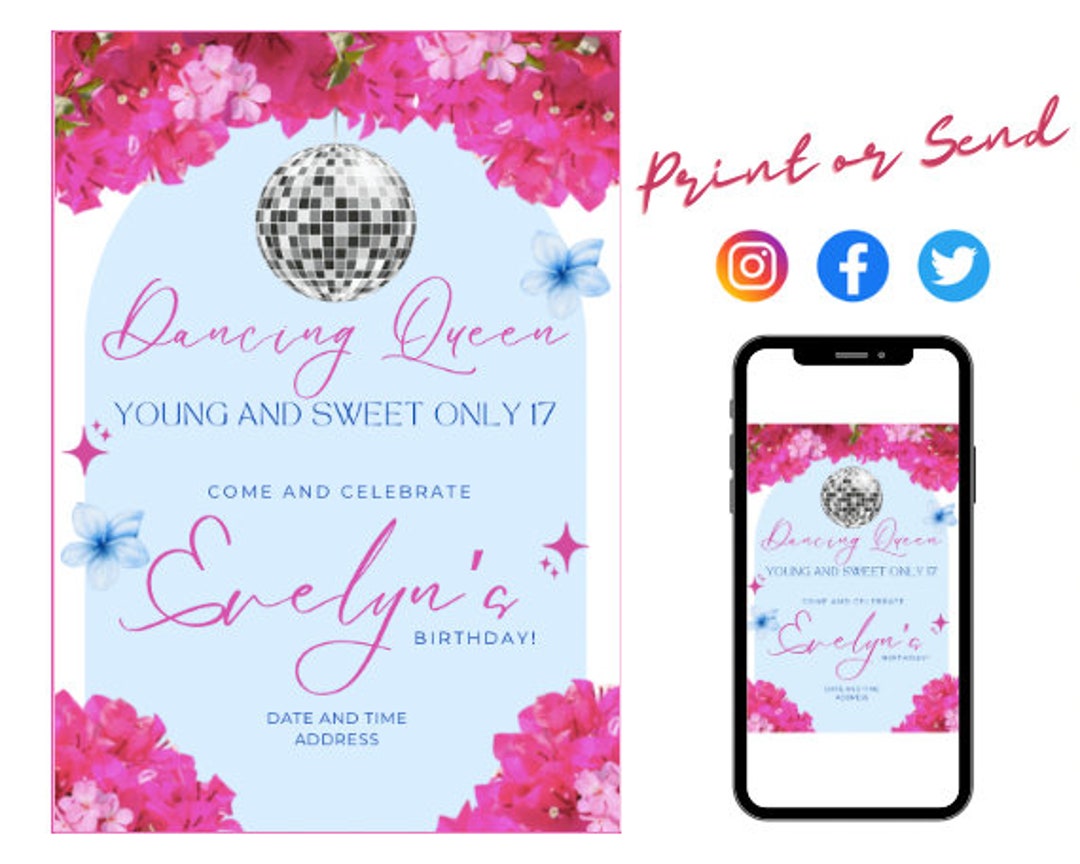Dancing Queen Birthday Party Invitation - Etsy