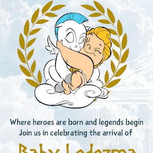 Paquete Hércules para Baby Shower: Invitación y cartel de bienvenida ...