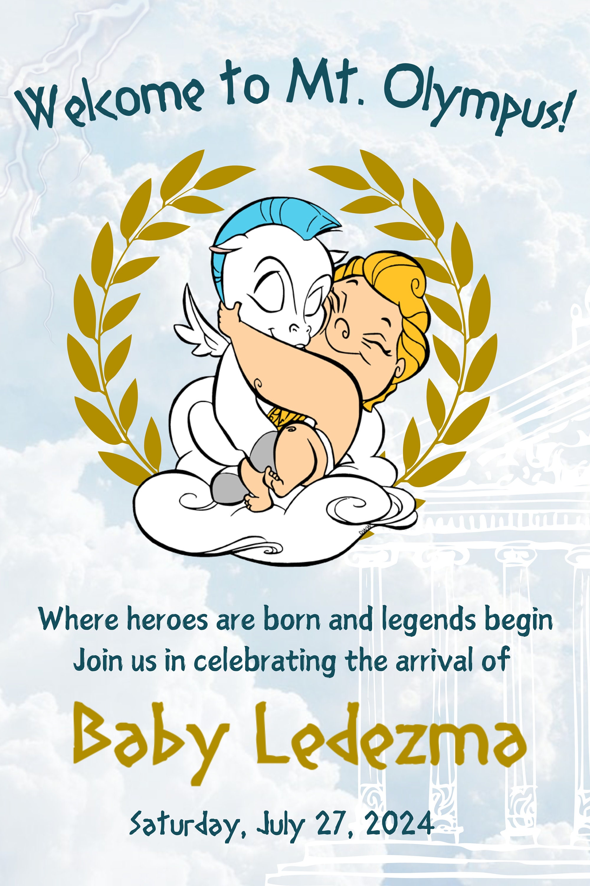Baby Shower Hercules Package - Invitation and Welcome Sign - Etsy