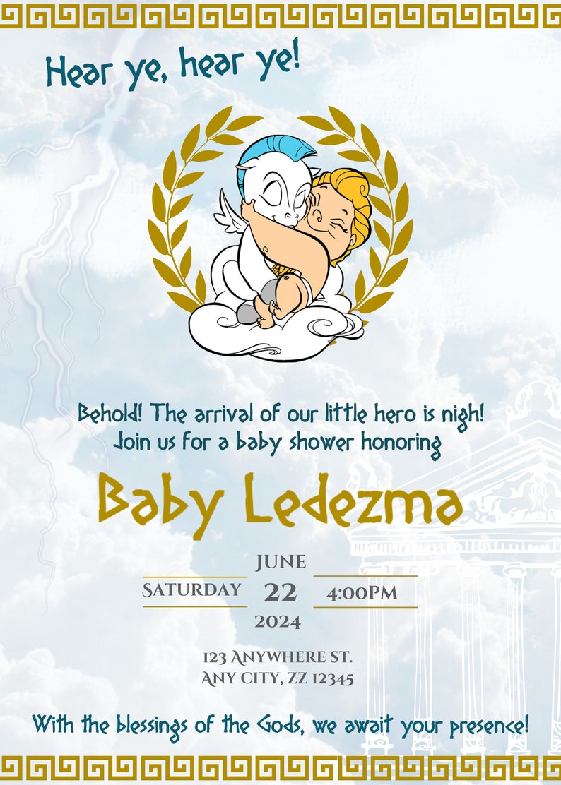 Paquete Baby Shower Hércules Invitación y cartel de bienvenida - Etsy ...