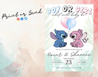 Stitch Angel Gender Reveal Welcome Yard Sign, He or She, a Baby is on ...