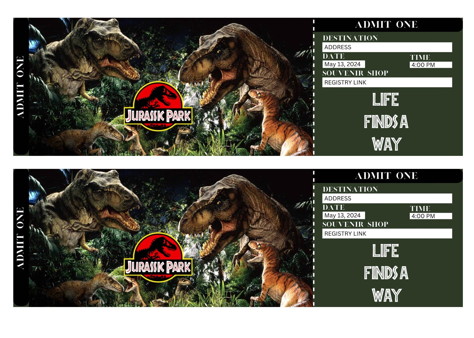 Jurassic Park Baby Shower Invitation - Etsy