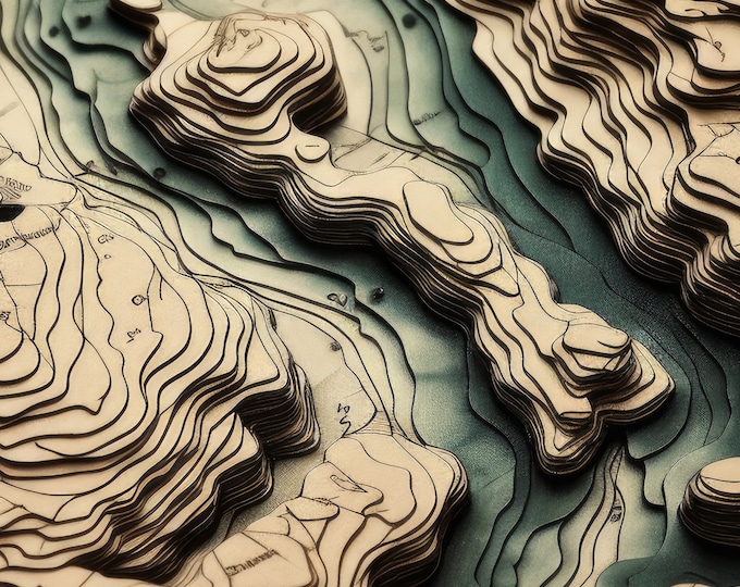 Personalized Topographical Map, Any Location Worldwide, Custom TOPO Map ...