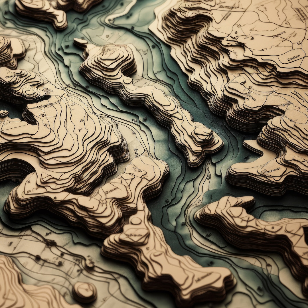 Topographic Map CNC Map Wood Map Generated Topographical - Etsy