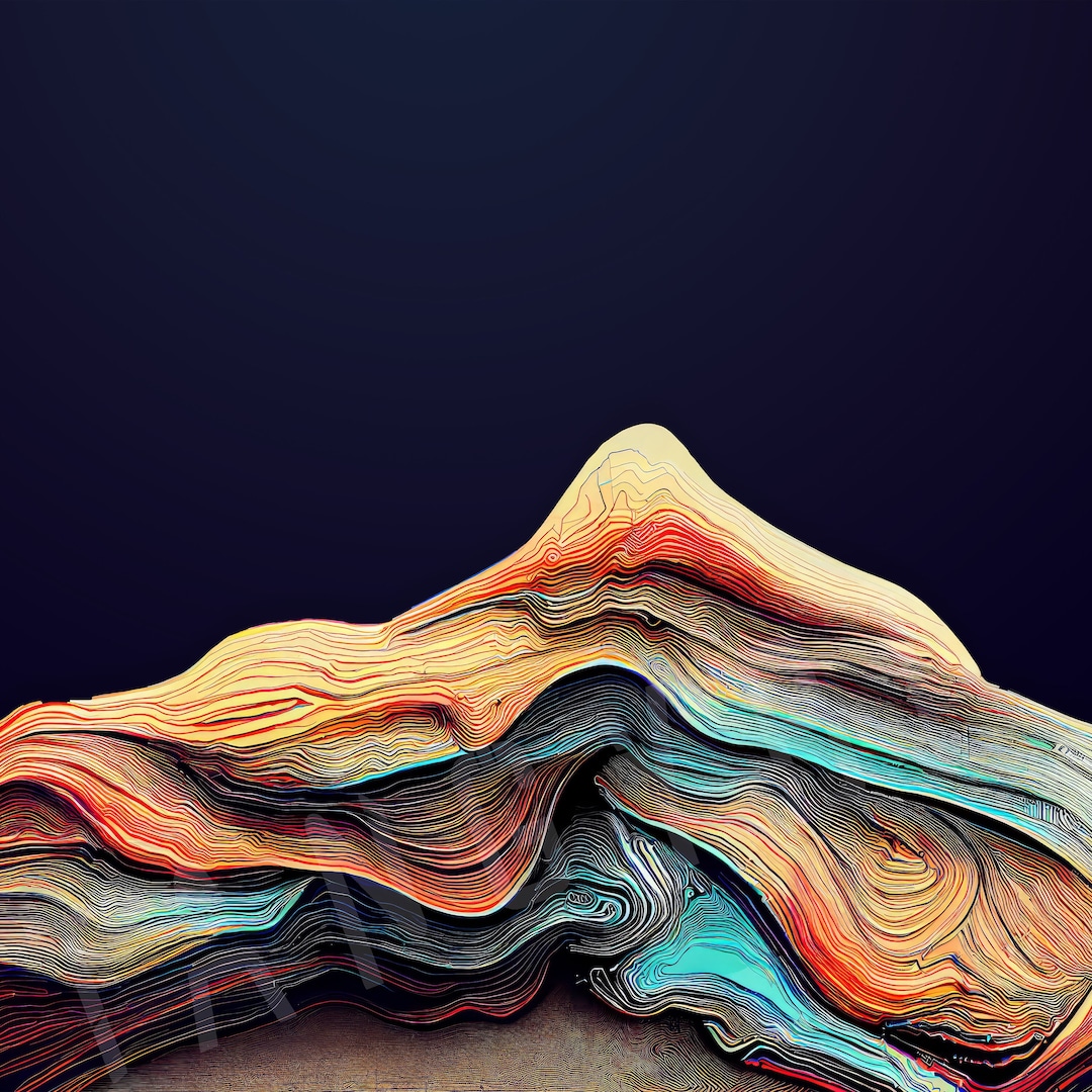 Abstract Rock, Detailed Rock Wall Art, Line Art Mountain, Intricate ...