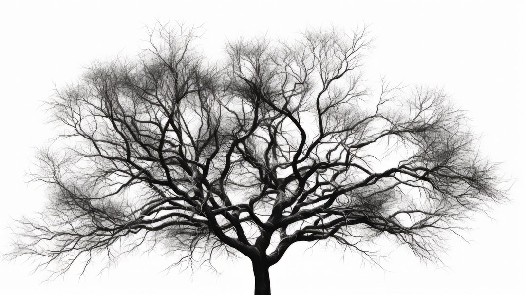 Family Tree Illustrated Tree Wall Art Black and White Illustrated Print ...