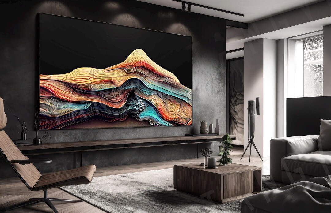 Abstract Mountain Contour Line Art, Detailed Graphic Illustrated Rock ...