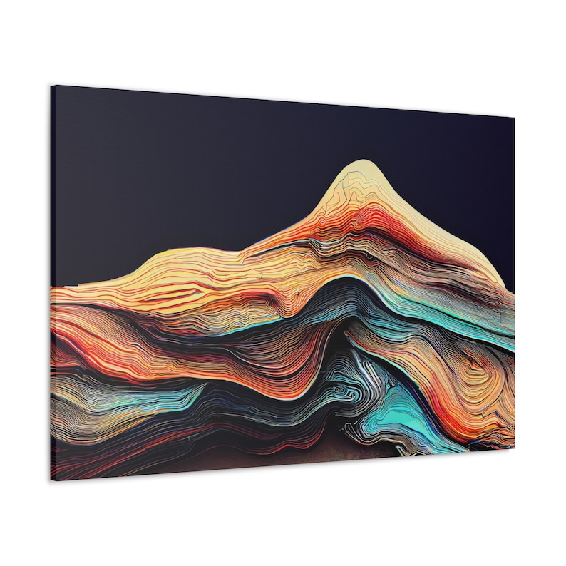 Abstract Mountain Contour Line Art, Detailed Graphic Illustrated Rock ...