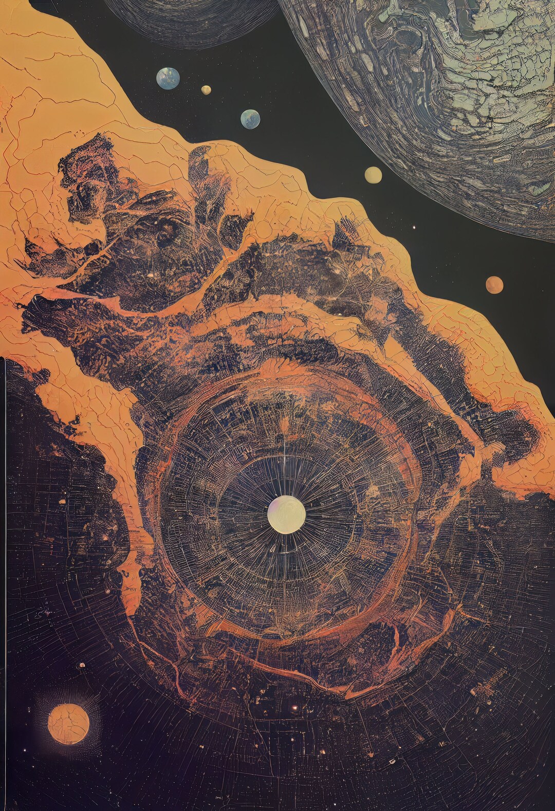 Celestial Dreams | Topographical Line Art. Digital Download Wall Art ...