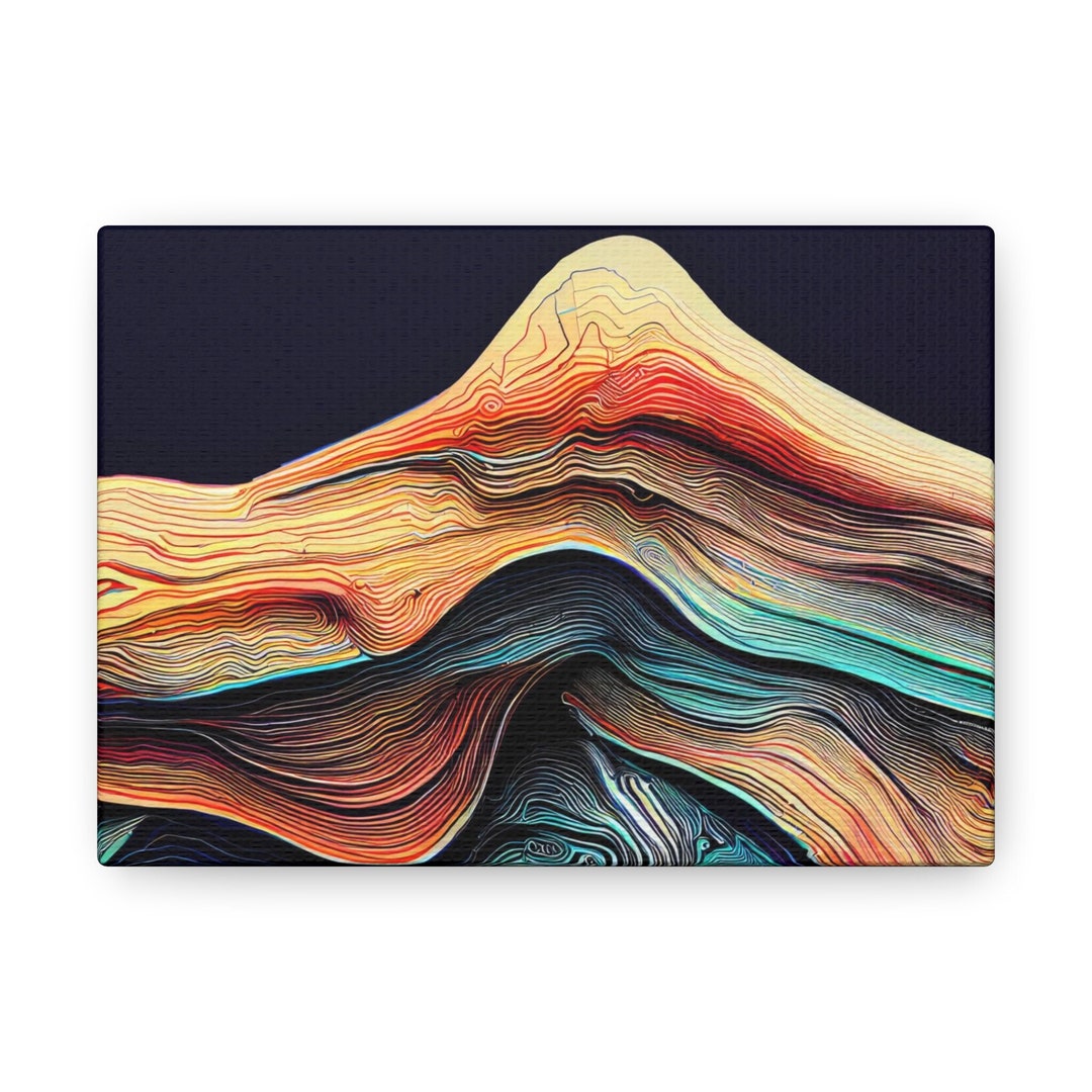 Abstract Mountain Contour Line Art, Detailed Graphic Illustrated Rock ...