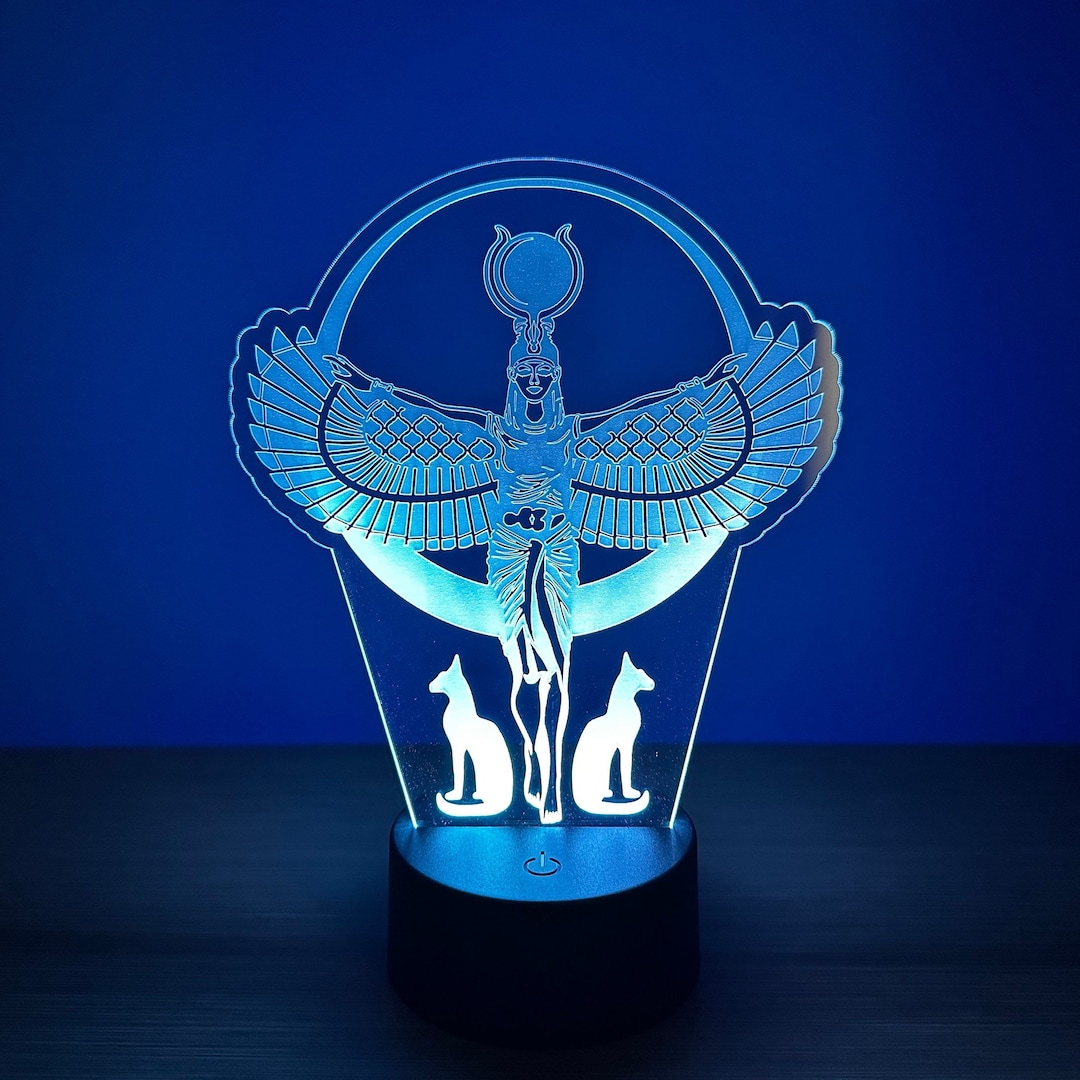 Isis Goddess Illuminated Acrylic Artwork Edge Lit Egyptian Decor With ...