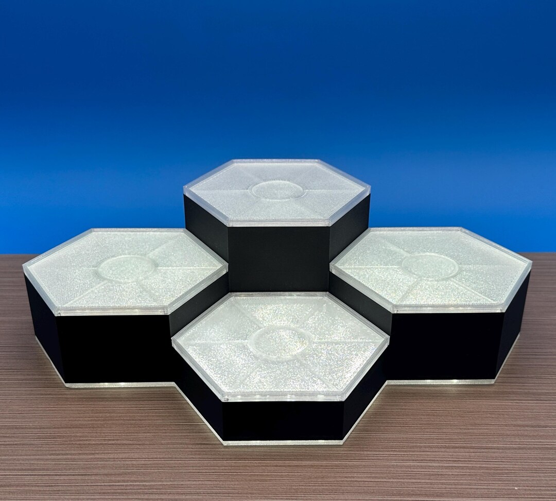 4 Pedestal X 75mm Illuminated Crystal Display 75mm 3 Crystals, Tumbled ...