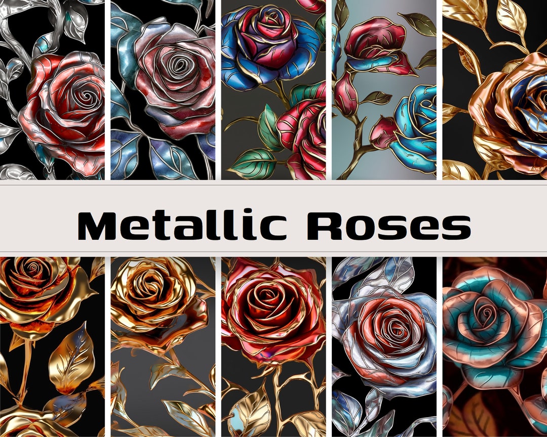 Metallic Roses, Seemless Pattern 8k - Etsy