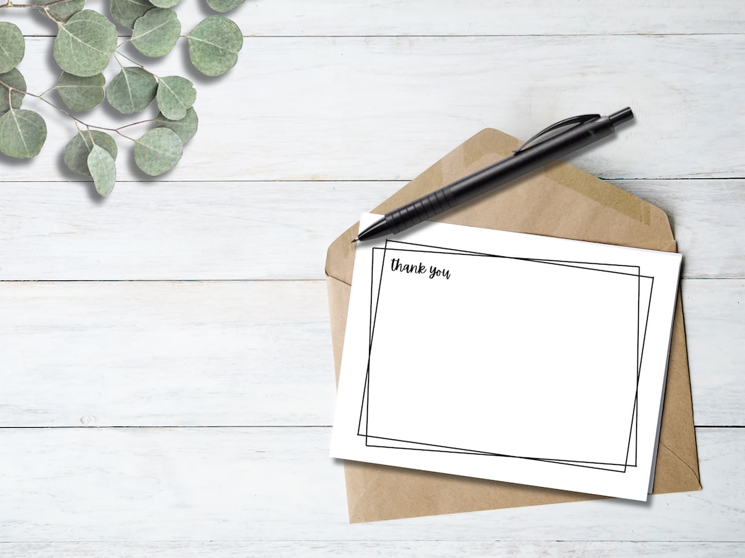 Printable Modern Lines Thank You Note Card - Etsy